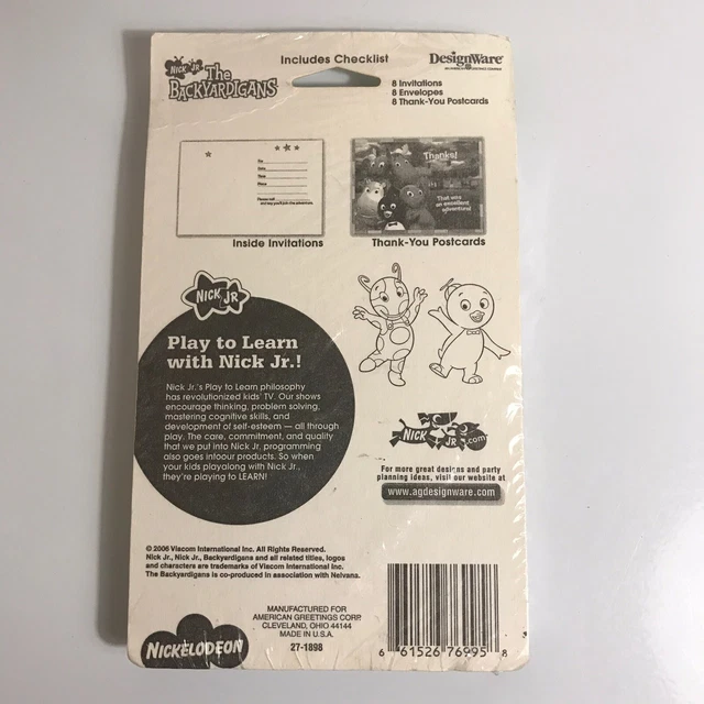 NIP 2006 BACKYARDIGANS Party Invitations Thank You Notes 8ct ...