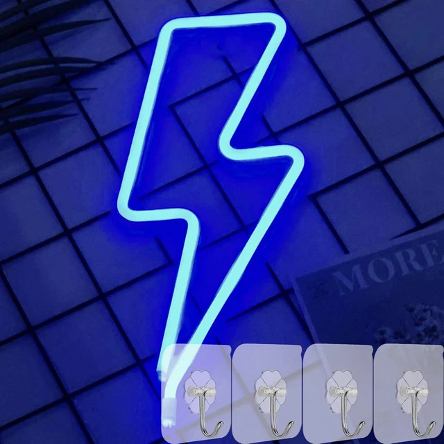 LIGHTNING BOLT LED Neon Signs Light for Wall Blue LED Neon Light Sign ...