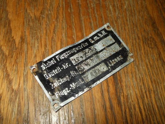 WW2 GERMAN LUFTWAFFE - DIVE BRAKE DATA PLATE - Ju88 A4 - WITH HISTORY ...
