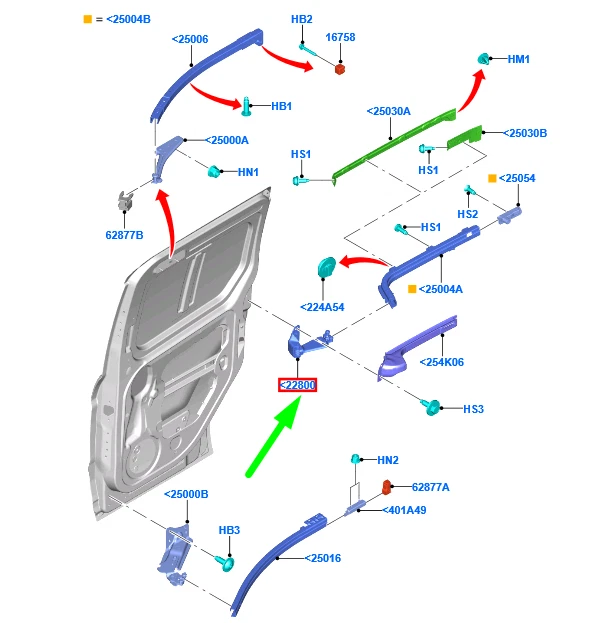 FORD TOURNEO CONNECT MK2 Rear Sliding Door Right Hinge Assy 2292544 NEW ...