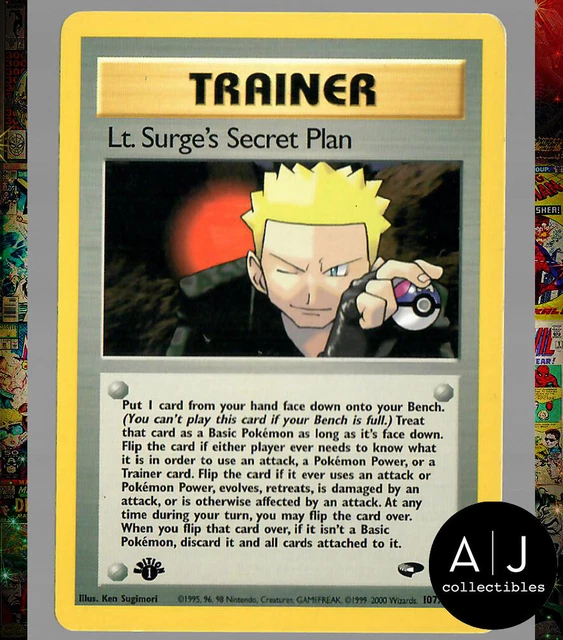 CARTE POKÉMON LT. Surge's Secret Plan 107/132 1ère édition Gym Challenge TCG neuve comme neuve ...
