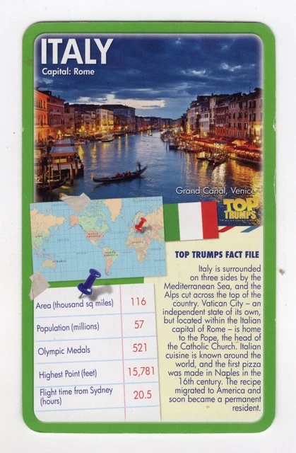 TOP TRUMPS CARD. Countries of the World Italy, Grand Canal, Venice $4. ...