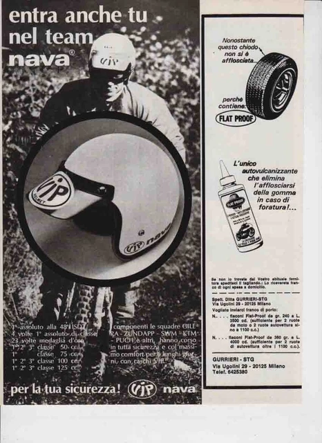 ADVERTISING PUBBLICITÀ CASCO MOTO NAVA VIP -1974 MOTORCYCLE HELMET ...