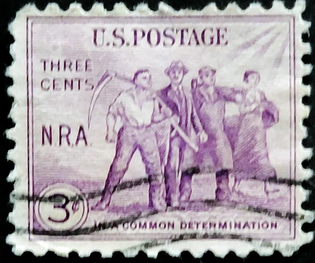 U.S. POSTAGE STAMP ~ N.R.A. In Common Determination ~ 3¢ Purple Stamp ...