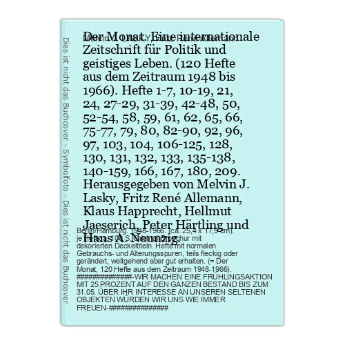 DER MONAT. EINE internationale Zeitschrift für Po LASKY, Melvin J ...