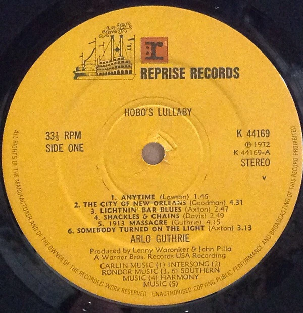 ARLO GUTHRIE - Hobo's Lullabye (LP, Album, Gat) EUR 17,50 - PicClick FR