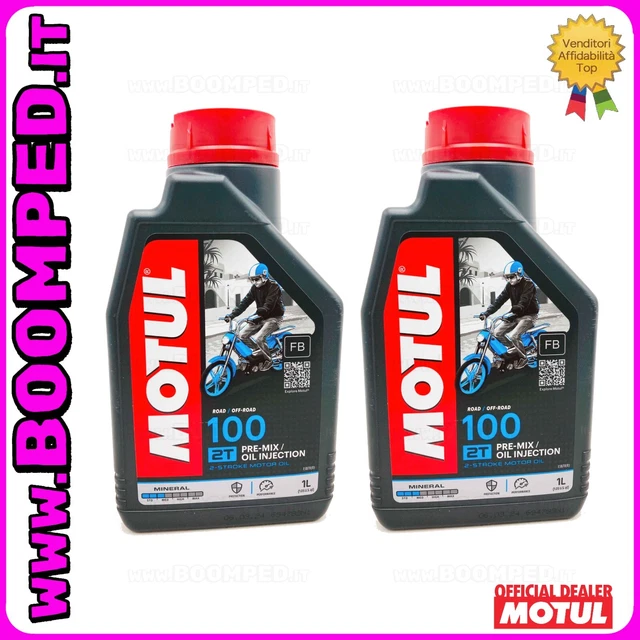 2 LITRES HUILE Moteur MOTUL 100 2T Minérale Pre-mix Oil Injection Moped ...