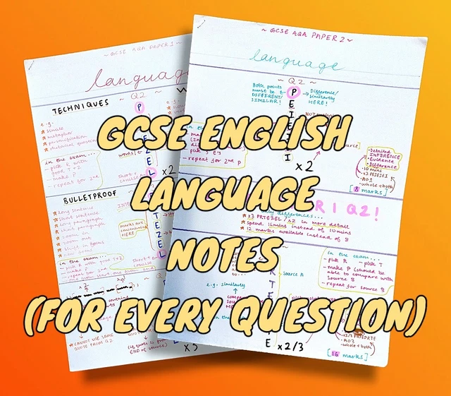 GCSE AQA ENGLISH Language Exam Technique Revision Notes *EVERY EXAM ...