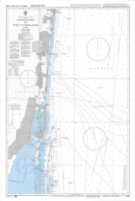 3699 US CÔTES Est Approches Port Everglades Miami Floride Carte Map ...