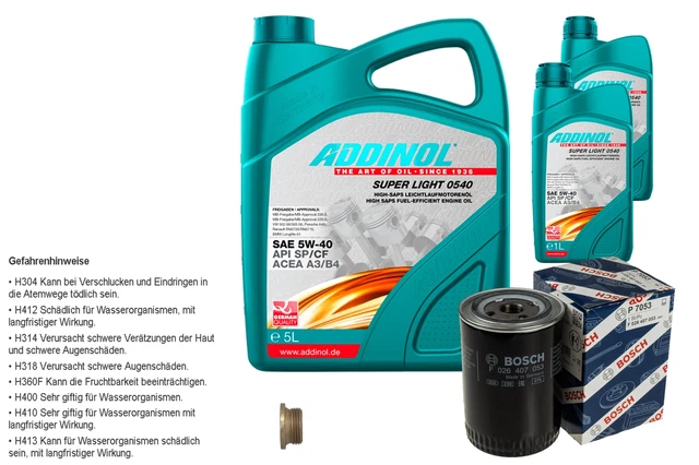 BOSCH INSPECTION SET 7L Addinol 0540 Super Lumière 5W-40 pour Fiat EUR ...