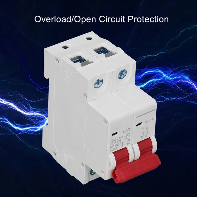 DC MINIATURE CIRCUIT Breaker 2P Solar PV System 50A DIN Rail Mount DC1000V EJU EUR 15,96 ...