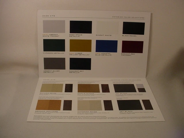 2026 CADILLAC CT5 Paint Color Chip Brochure £6.02 - PicClick UK