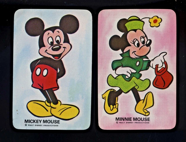 2 BLANK BACK CARDS 1970s WALT DISNEY CHARACTERS MICKEY & MINNIE MOUSE ...