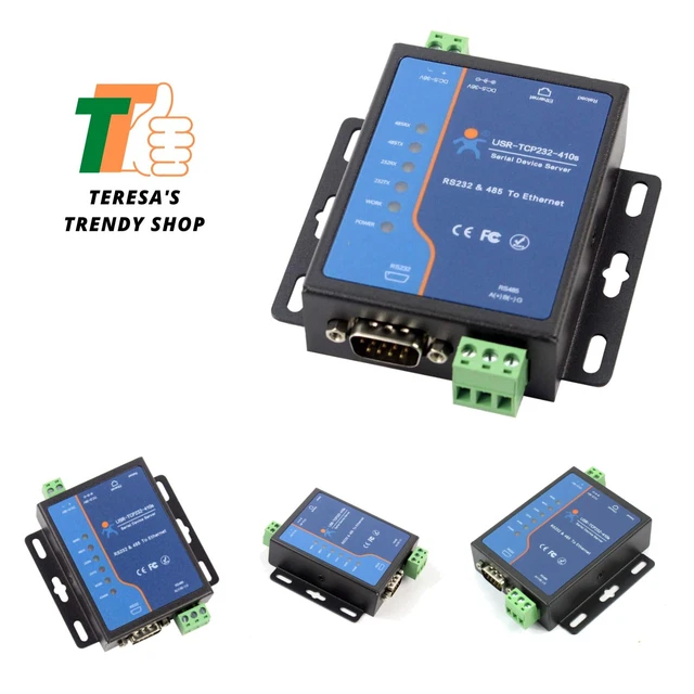 DUAL PORT SERVER Industrial Serial RS232 RS485 to Ethernet Converter ...