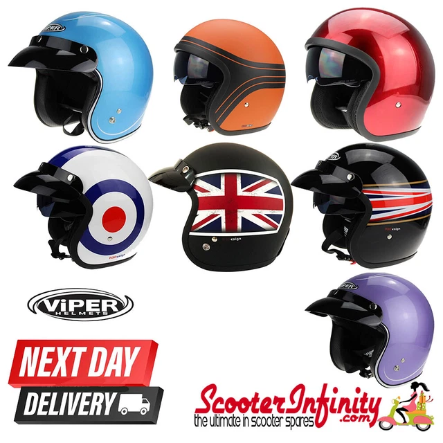 VIPER RS-V06 OPEN Face Jet Retro MOD Scooter Motorcycle Motorbike ...