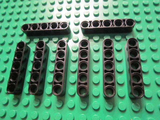 LEGO TECHNIC - 8 x Thick Lift Arm Beams with holes 1 x 5 Black No 32316 ...