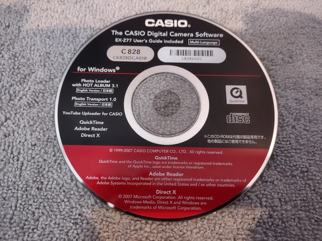 CASIO DIGITAL CAMERA Software CD-ROM Disc For Windows W/ EX-Z77 User's ...