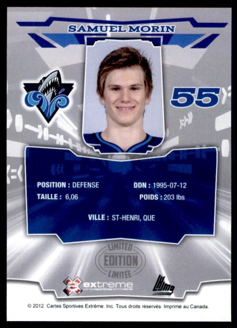 2012-13 EXTREME CARD Sport Edition Limited Samuel Morin Océanic Rimouski $5.40 - PicClick CA