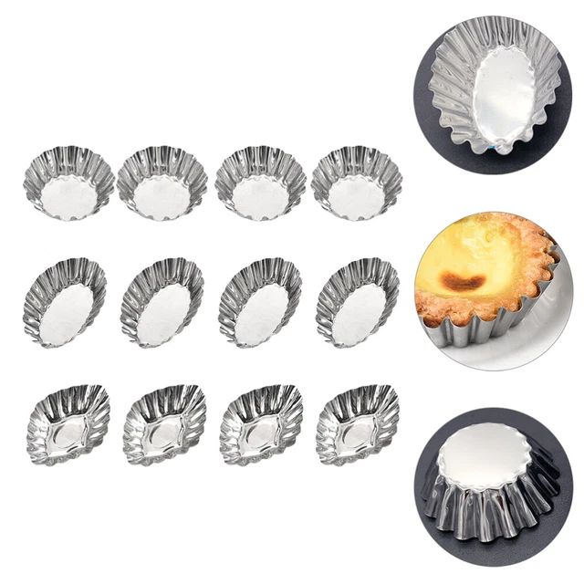 12 PCS STAINLESS Steel Egg Tart Mold Round Silicone Molds Mini Pan £10. ...