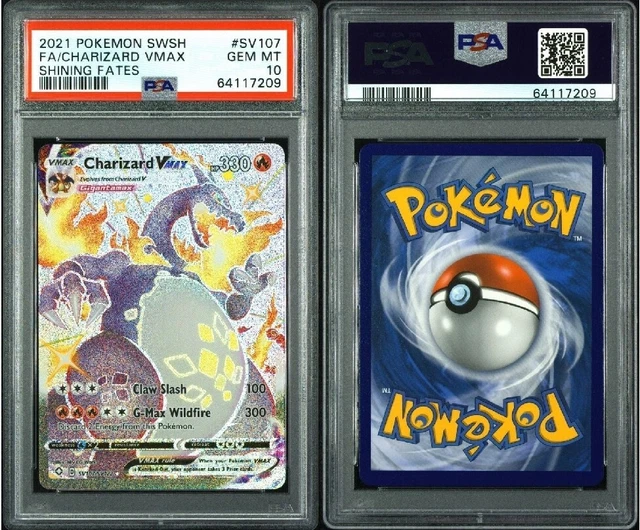 POKÉMON TCG PSA 10 Charizard VMAX Shining Fates SV107/SV122 Holo Shiny ...
