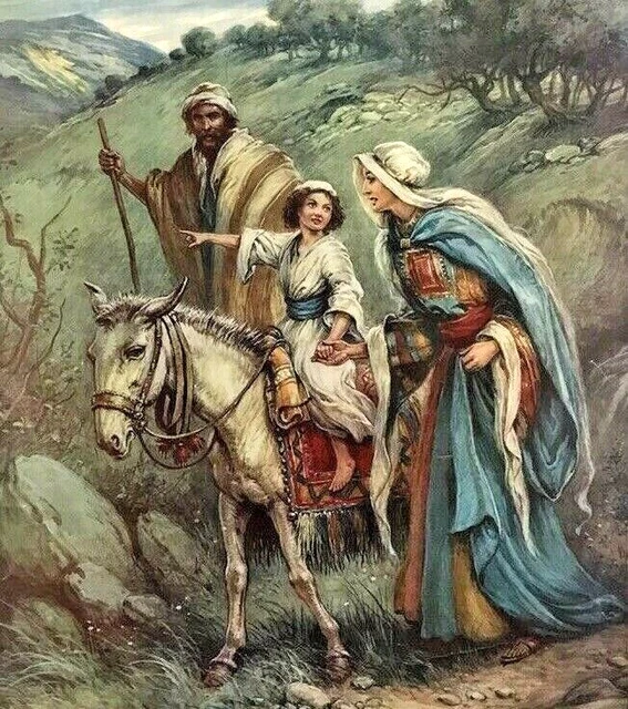 GENUINE VINTAGE RELIGIOUS Bible Sunday School Poster Escape To Egypt ...