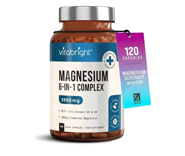 MAGNESIUM COMPLEX 6-IN-1 including Glycinate and Citrate - 120 Capsules ...