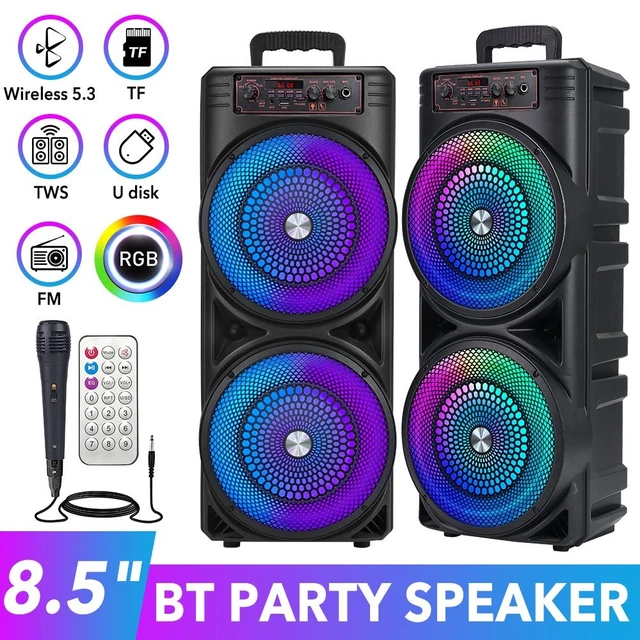 OUTDOOR BLUETOOTH SPEAKER System 30W Rechargeable Dual 8.5" Subwoofer ...