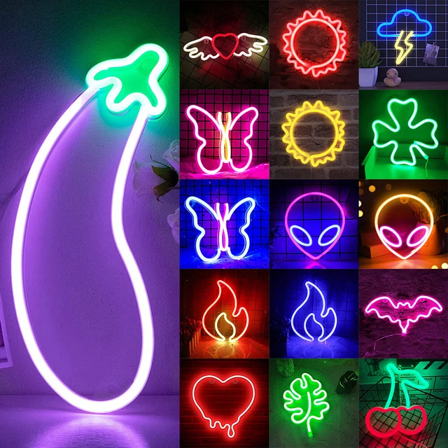 LED NEON SIGN Light Wall Hanging Bedside Lamp Bar Party Home Decor USB ...