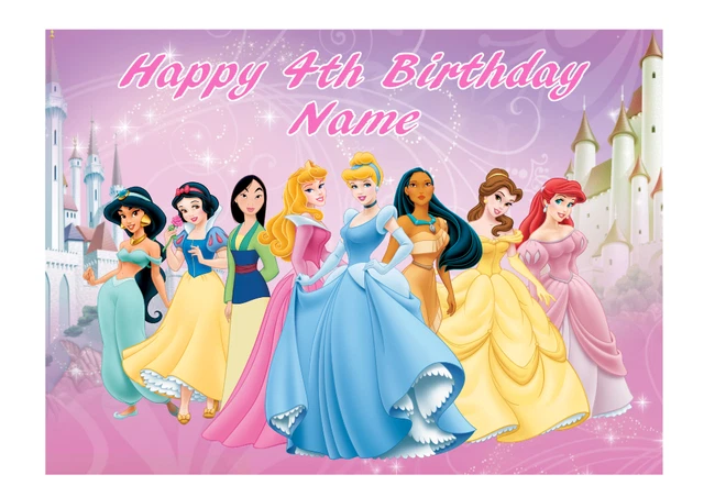 DISNEY PRINCESS EDIBLE Icing Cake Topper A4 size Personalised $18.95 ...
