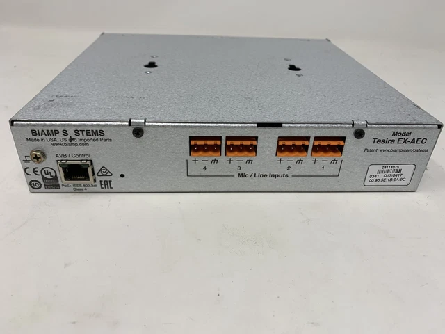 TESIRA EX-AEC BIAMP 4 Channel Half-Rack Mic/Line Expander *NO POWER ...