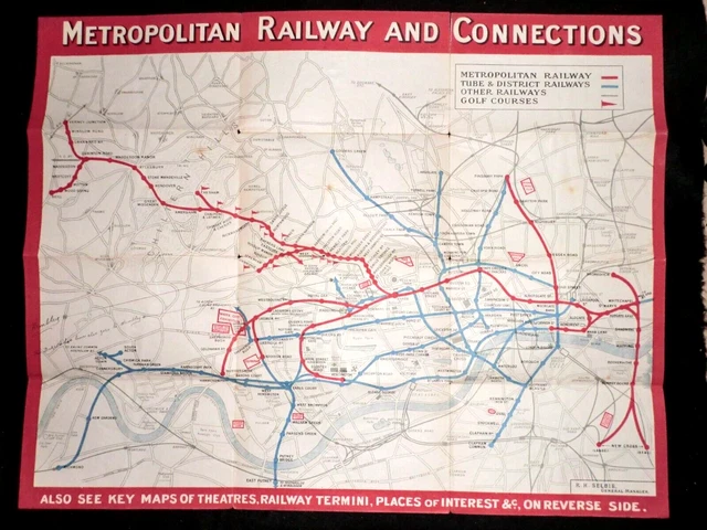 METROPOLITAN RAILWAY MAP of London (c1928) Underground - R H Selbie ...