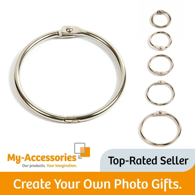 SILVER METAL SPLIT Rings Keyring Hoop Loop Hinged Book Binder Pic Album ...