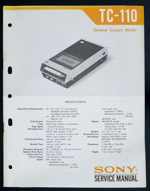 ORIGINAL SONY CF-300 Radio Cassette-Corder Service-Manual/Diagram/Parts ...