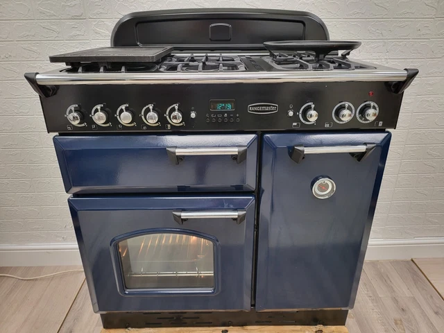 RANGEMASTER CLASSIC DUAL Fuel Range Cooker Royal Blue and Chrome 90cm £ ...