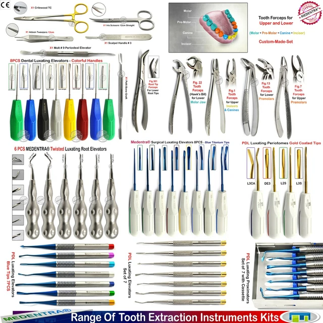 DENTAL EXTRACTION SURGICAL PDL Luxating Instruments Set Tooth Luxation ...