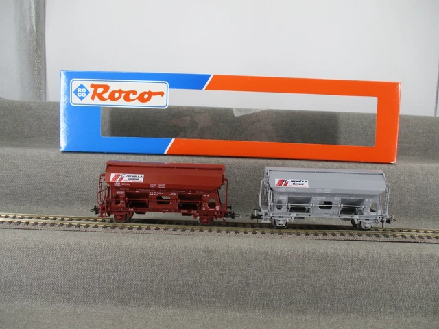 ROCO SPUR H0 44111 Selbstentladewagen-Set "Rexwal" Tdgs-z der DB 2 ...