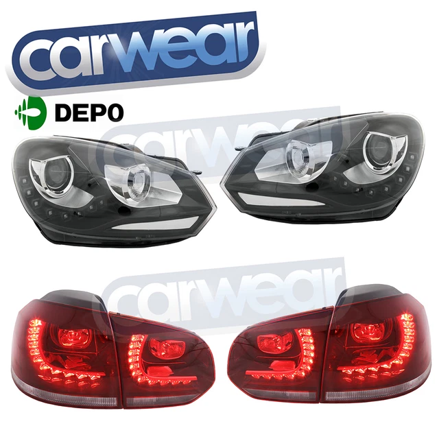 VW GOLF 6 Vi 09- Oem Style (R Designs) Head Lights Led Drl & Led Tail ...