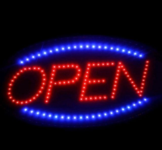 ANIMATED MOTION RUNNING LED Business OPEN Sign + On/Off Switch Bright ...