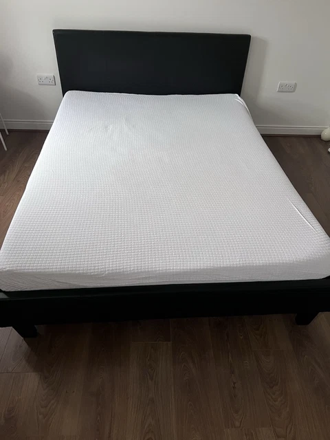 BED FRAME WITH Mattress king size, black with white stitching £104.72 ...