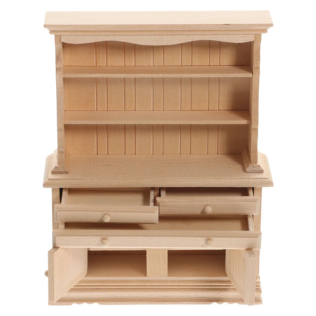 WOODEN DOLLHOUSE BOOKSHELF Mini Cabinet Miniature Cupboard Model ...