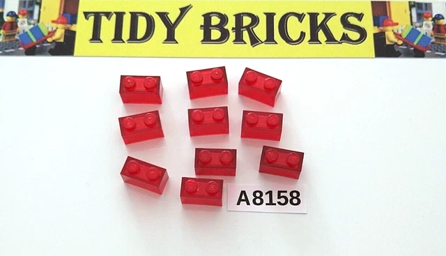 LEGO GENUINE RED Transparent 2X1 Lego Bricks 10 Pieces (A8158)(26) £2. ...