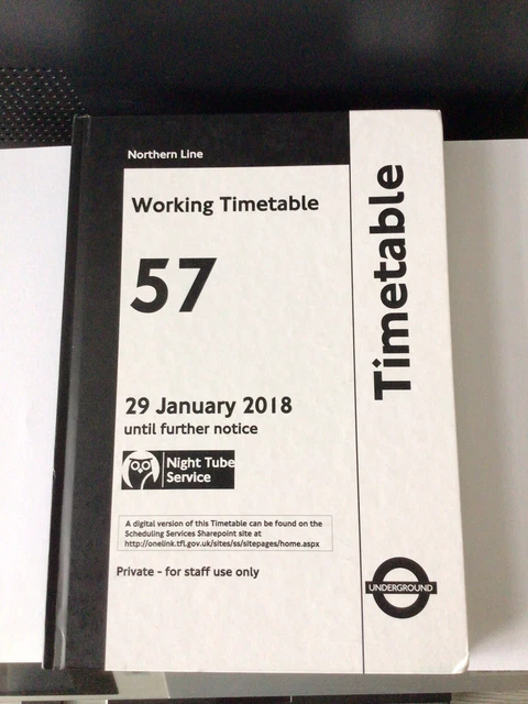 LONDON UNDERGROUND - Northern Line Working Timetable 57 - 29 Jan, 2018 ...