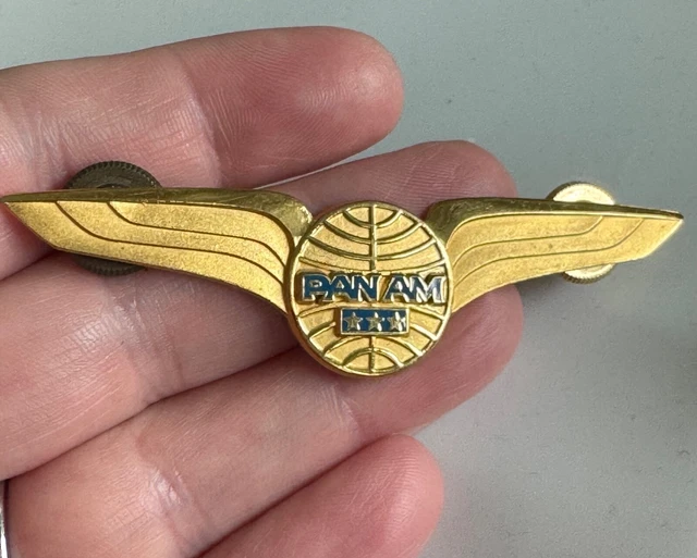 VINTAGE PAN AM American World Airways First Officer Pilot Wing Pin ...