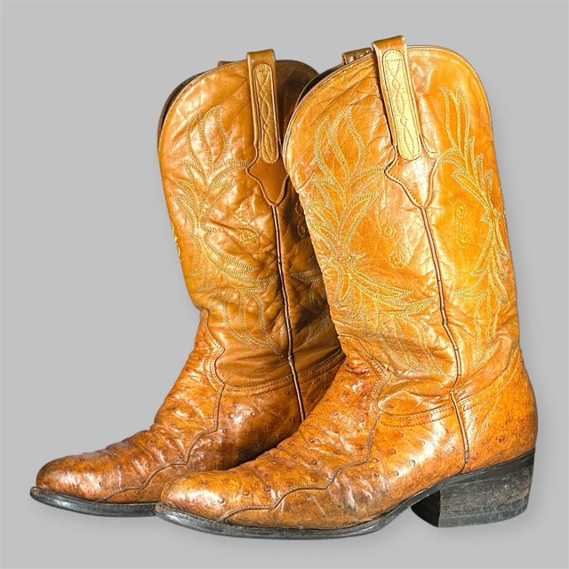 CUADRA BOOTS BROWN Exotic Ostrich Leg Men’s Size 9.5 Mexico Handmade ...