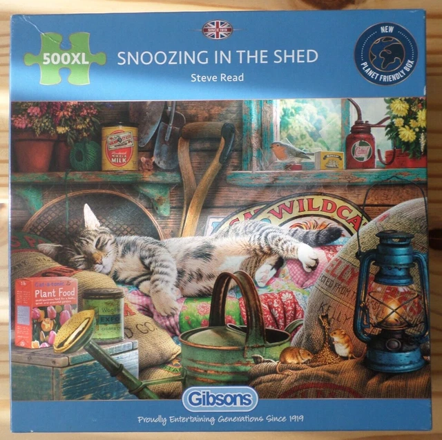 GIBSONS 500 XL LARGE PIECE Jigsaw Puzzle COMPLETE Snoozing in the Shed ...