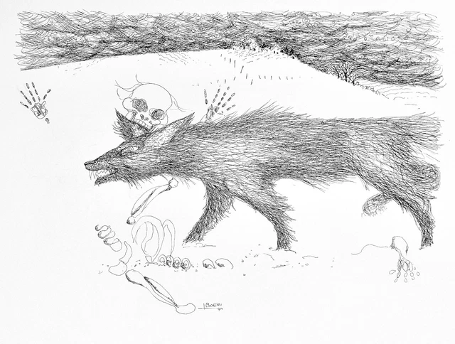 JACQUES BOÉRI - Drawing Original - Ink - The Wolf $605.84 - PicClick CA