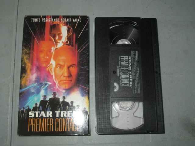 STAR TREK: PREMIER Contact/ First Contact (VHS)(French) Tested Stewart ...