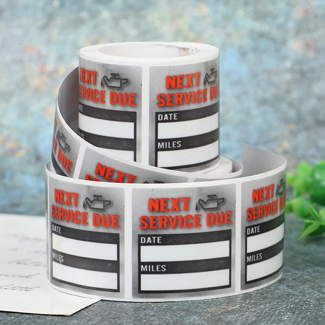 100PCS/ROLL OIL CHANGE/SERVICE Reminder Stickers Window Sticker Car ...