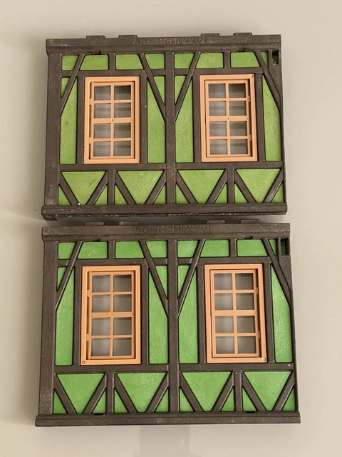PLAYMOBIL KLICKY FACHWERK Schneiderei 3440 2 x Mauerteil grün mit 2 ...
