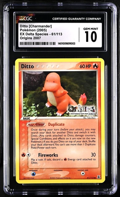 CGC 10 DITTO Charmander 61/113 Pokemon Ex Delta Species Origins Game ...